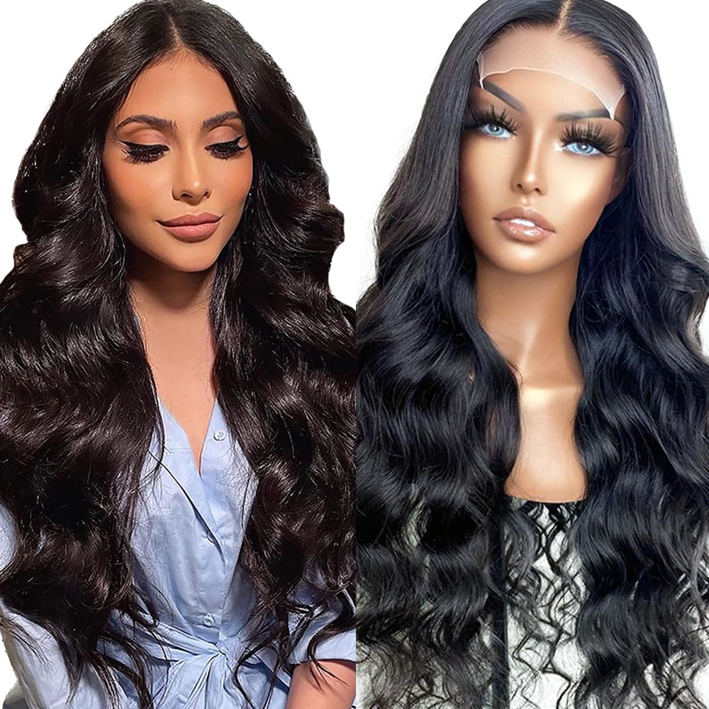 Amazon.com: 24 Inch Lace Front Wigs Human Hair Natural Color 4X1 Hd ...