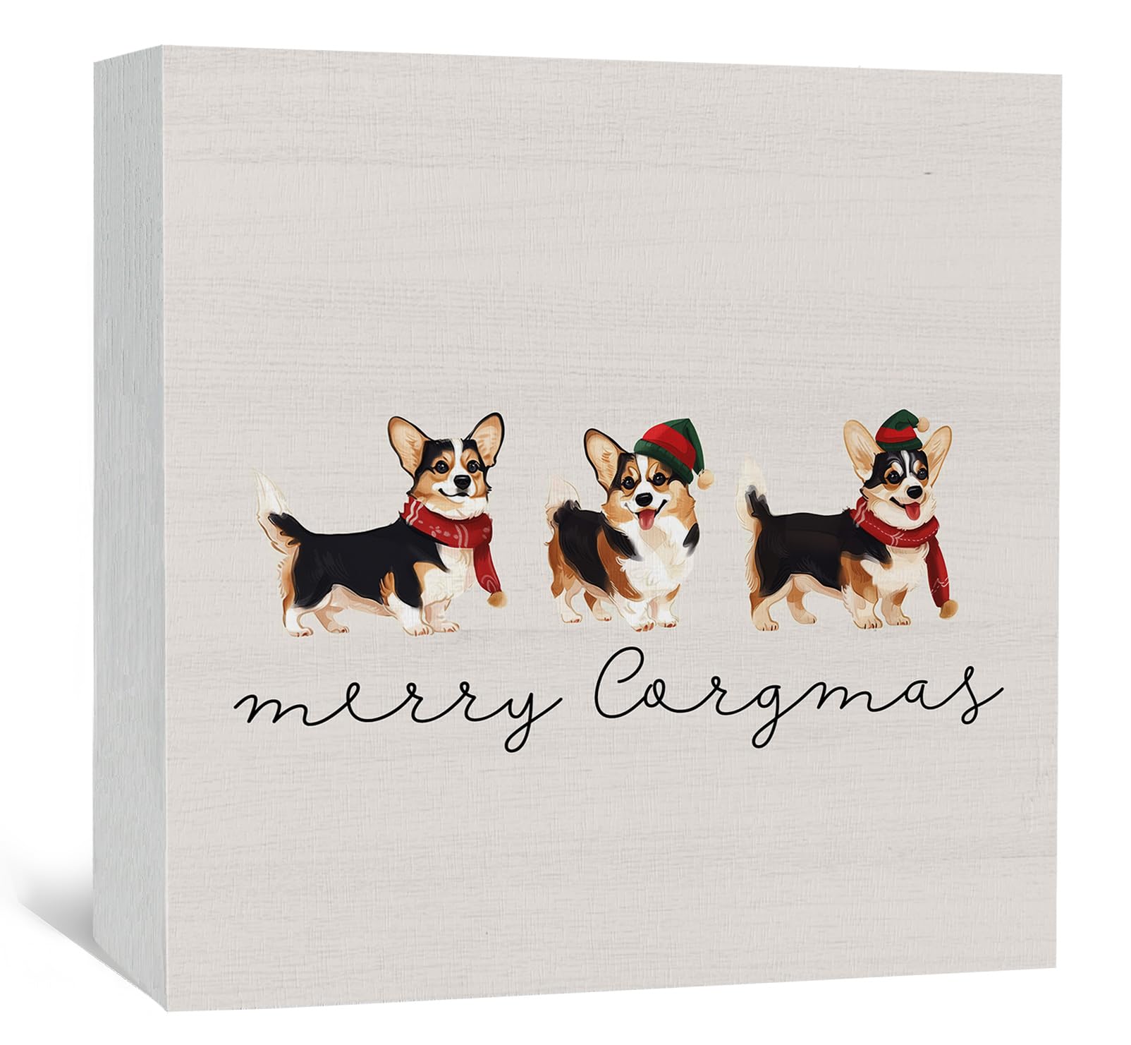 Amazon.com: Nitelat Corgi Christmas Wooden Box Sign, Corgi Christmas ...