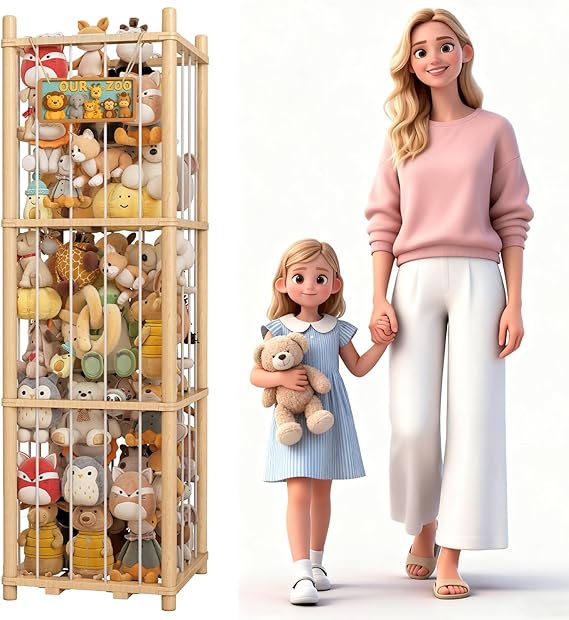 Amazon.com: Wooden Stuffed Animals Storage Tower, Vertical Stuffy ...