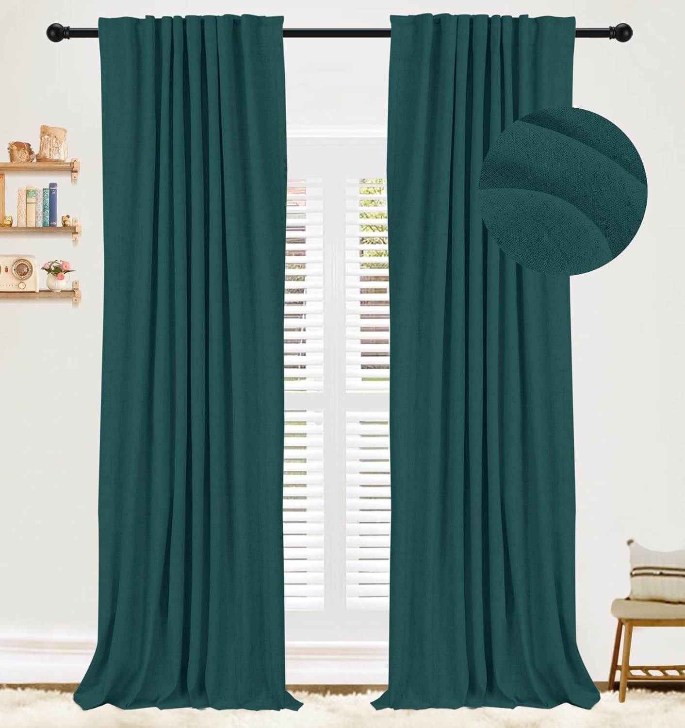 Amazon.com: 100% Blackout Shield Linen Blackout Curtains 108 inches ...