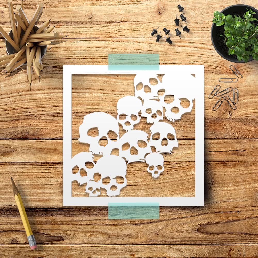 Amazon.com: A lot of Skulls Reusable Stencil for Painting on Wood, Wall ...