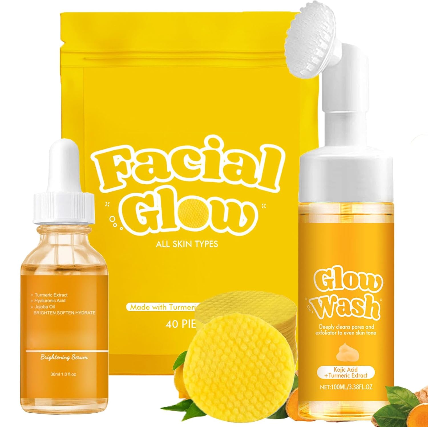 Amazon.com: Lemon Turmeric Face Pads, Lemon Turmeric Glow Wash & Glow ...