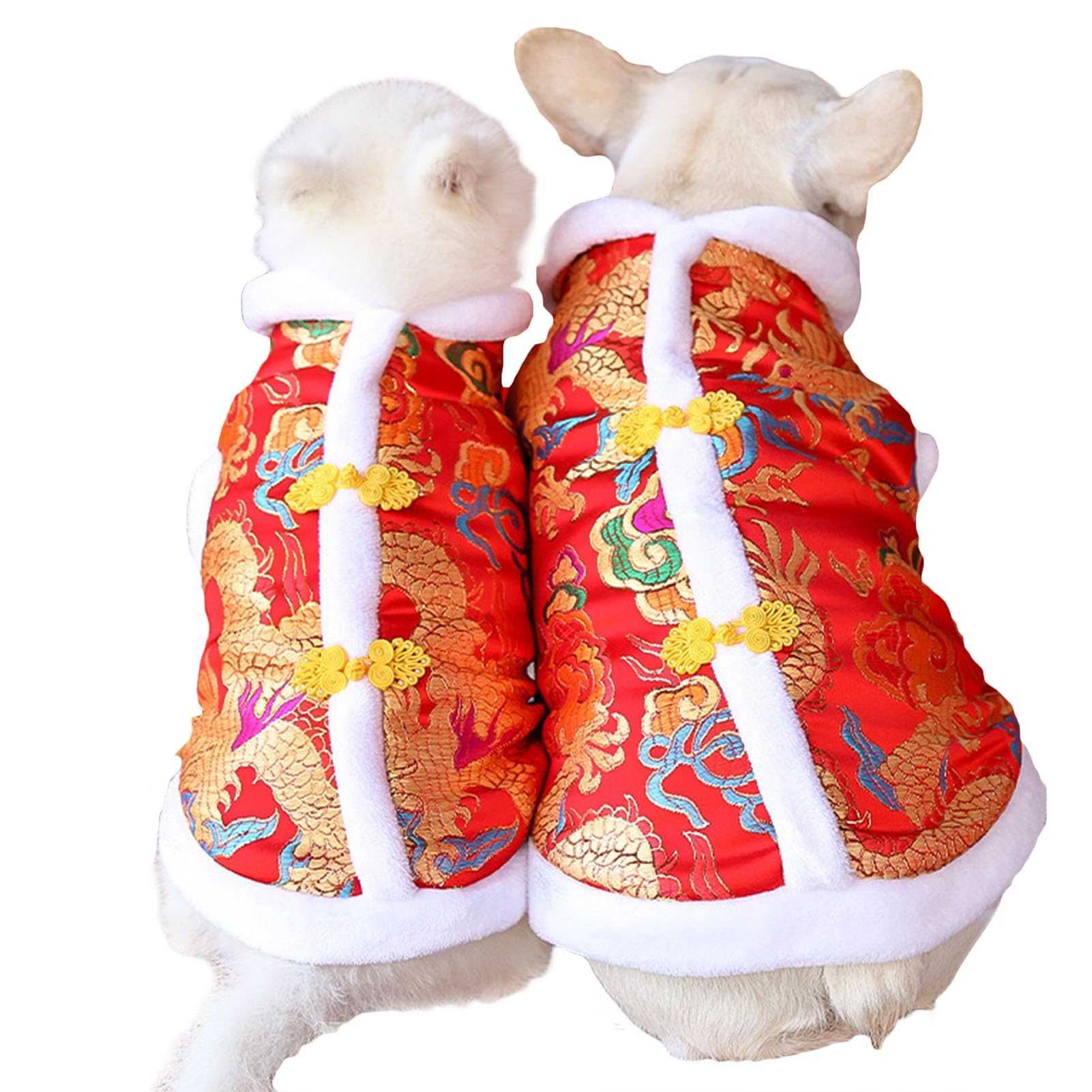 New Year Dog Dragon Robe Costume Warm Cat Cheongsam Winter Pet Clothes ...