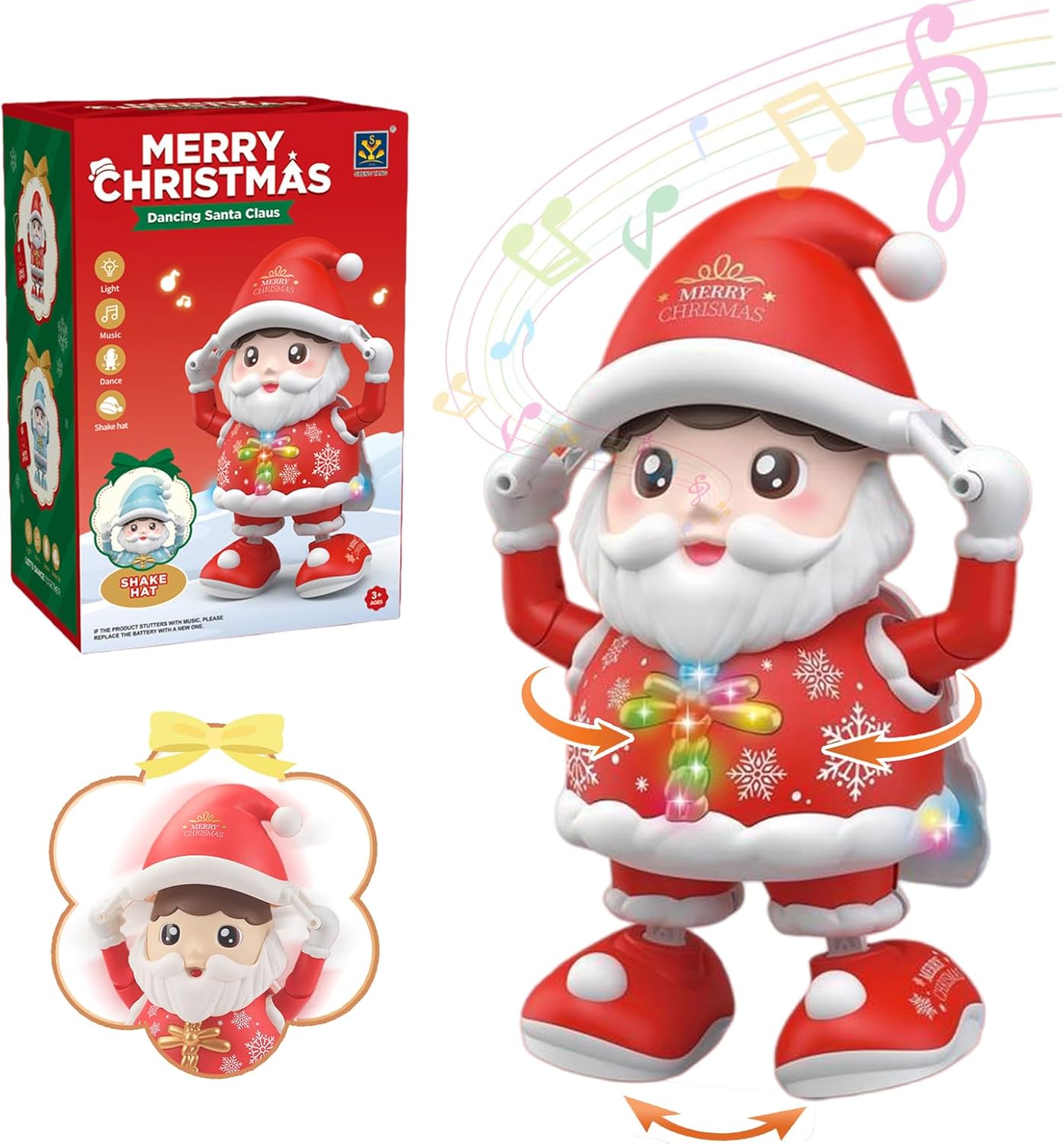 GAROMIA Julemanden legetøj dansende løb syngende 24 cm dansende ...