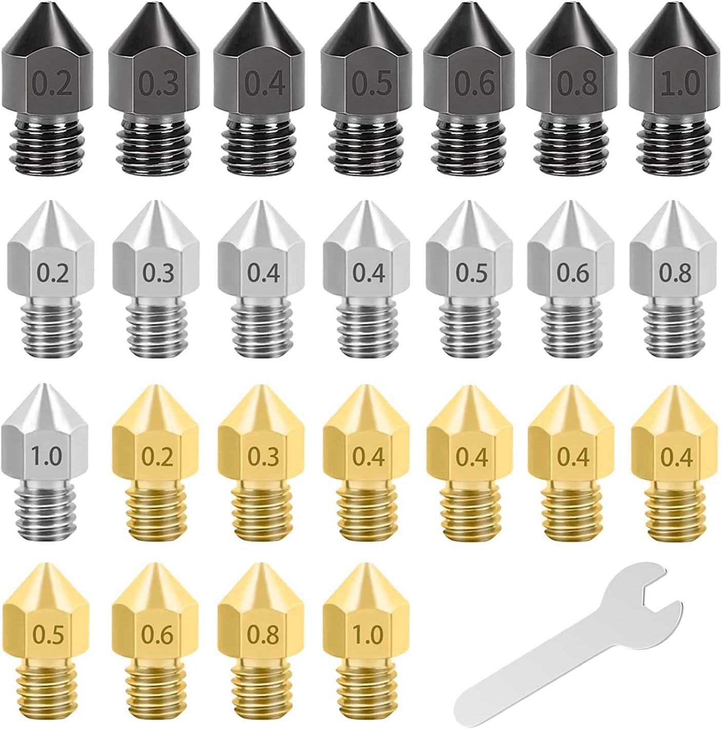3D Printer Extruder Nozzles Hardened Steel, 25PCS Stainless Steel Brass ...