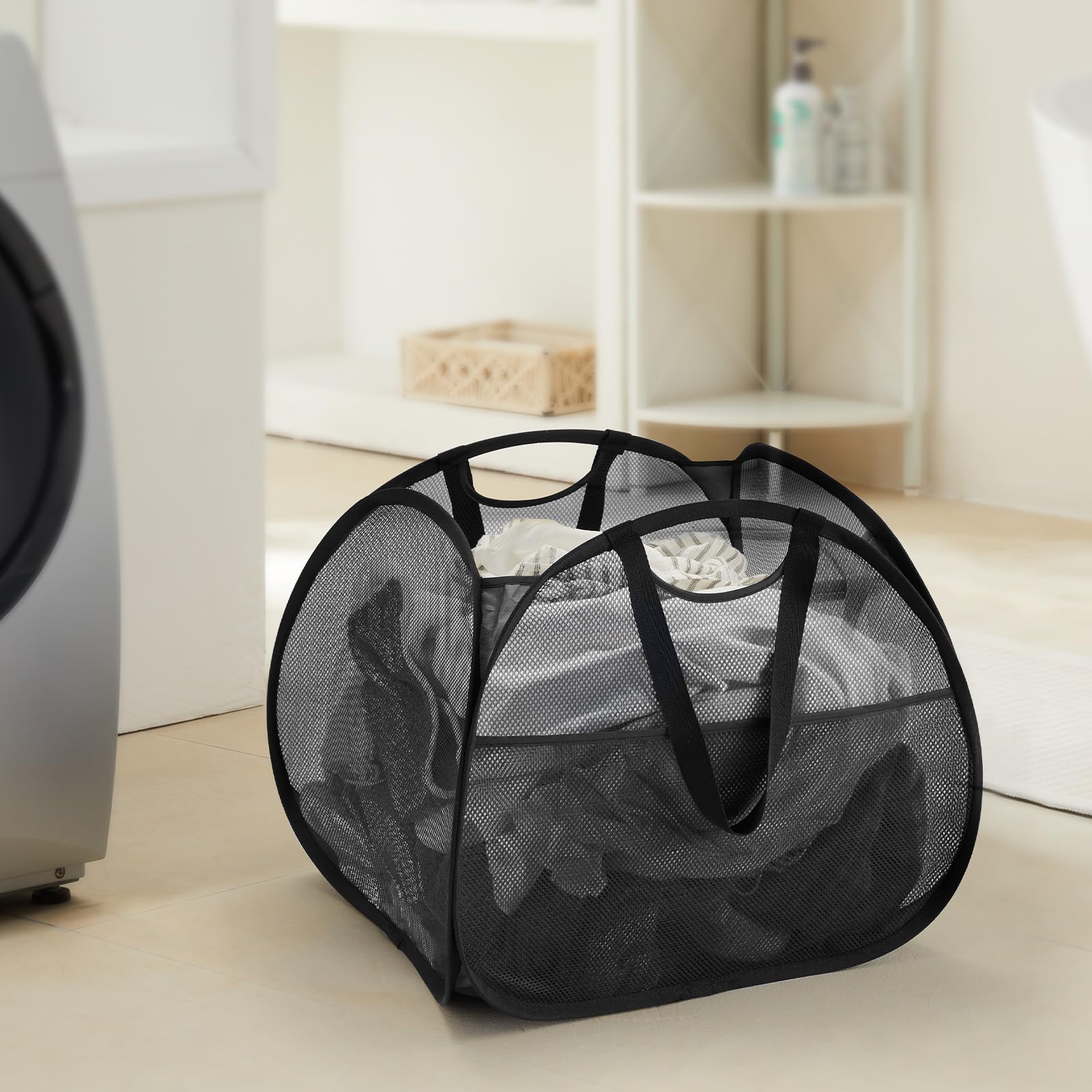 Amazon.com: TECHMILLY Collapsible Mesh Pop Up Laundry Hamper with ...
