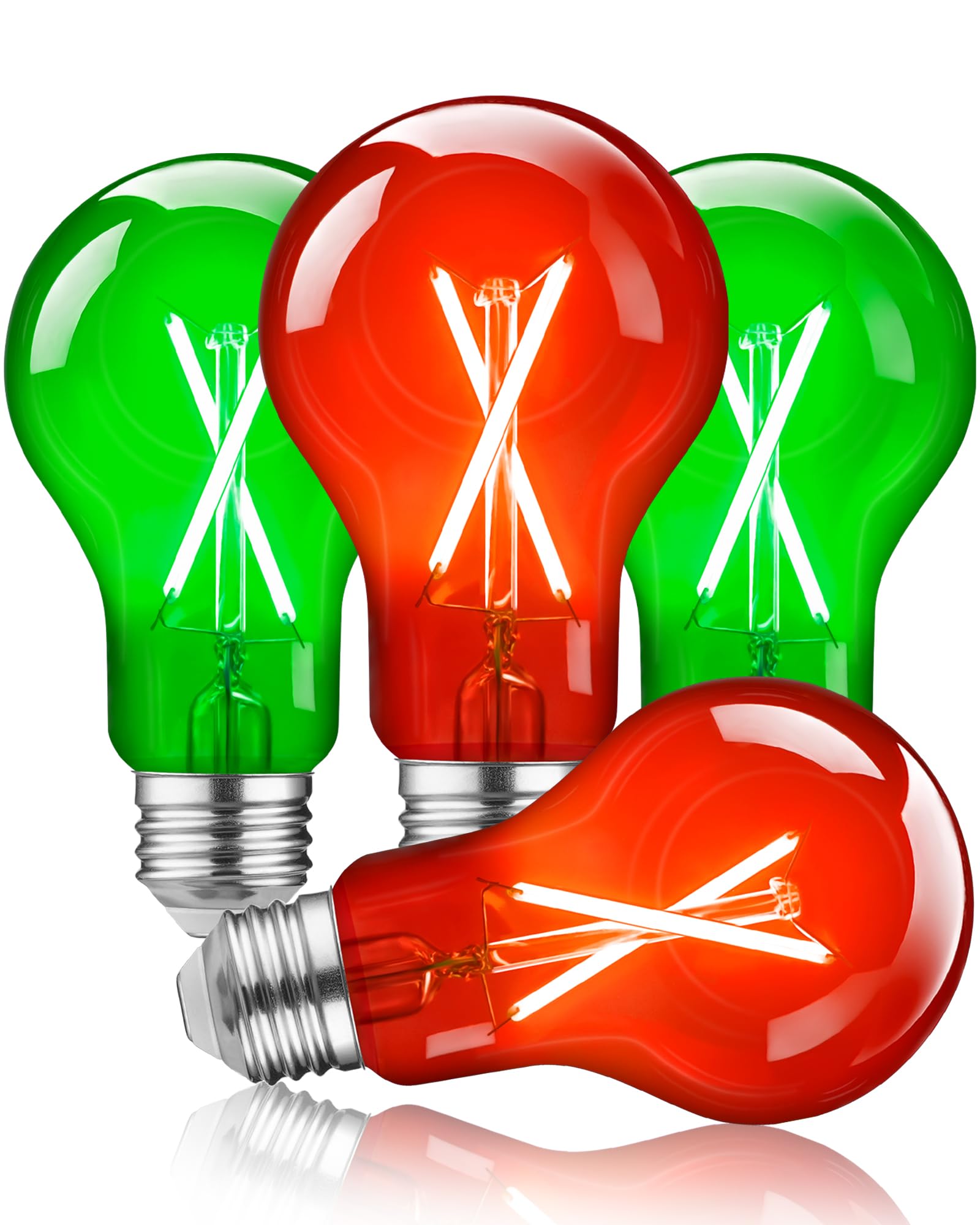 Red and Green Light Bulbs, A19 Dimmable Light Bulb, 60W Equivalent E26 ...