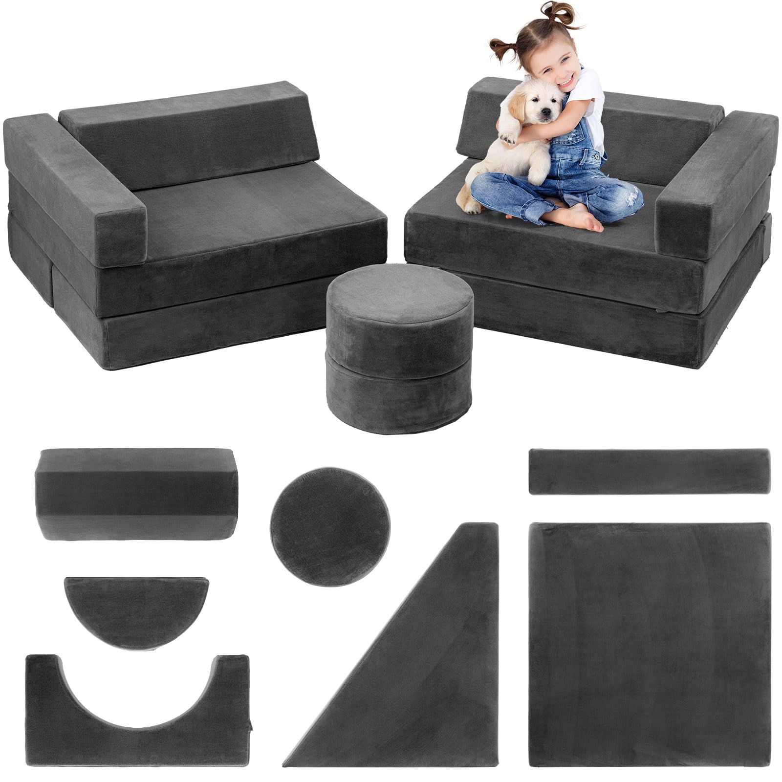 Snapklik.com : HOMFINE 16pcs Modular Kids Play Couch - Kids Couch ...