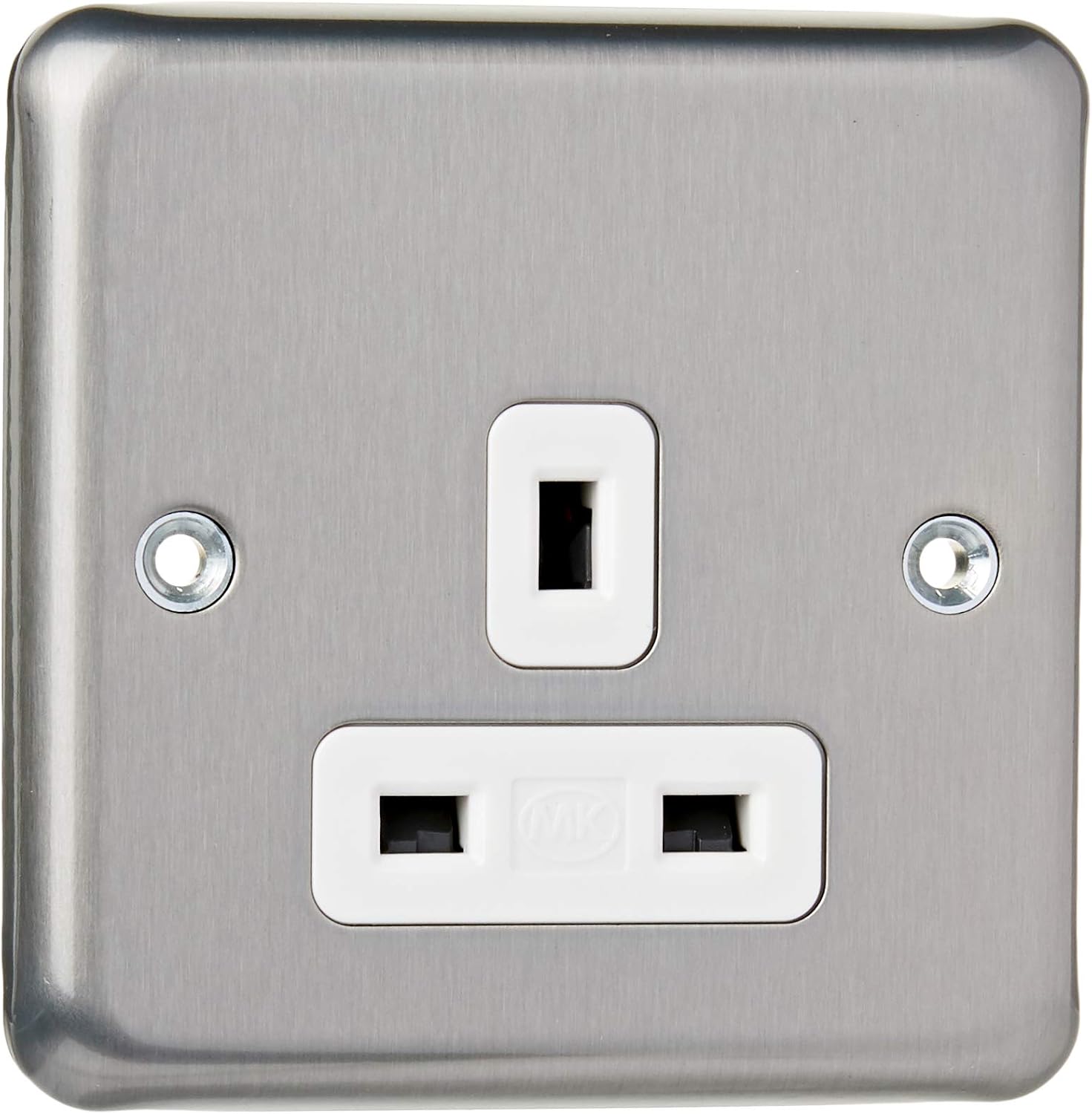 MK K732BRC Single Dual Earth Unswitched Socket - Brushed Chrome ...