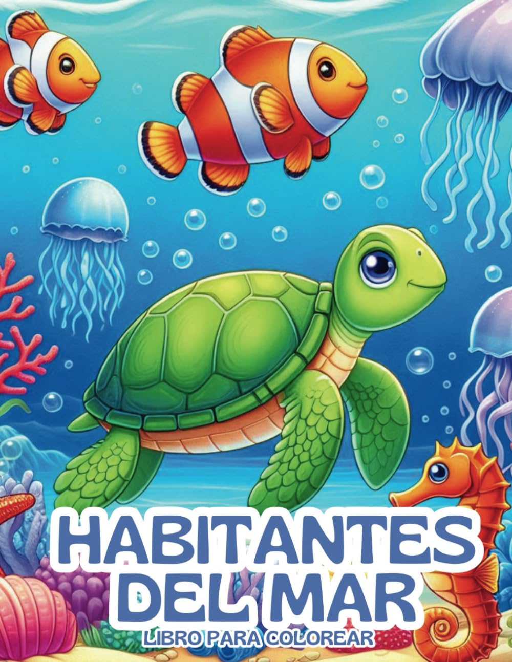Habitantes del mar: Libro para colorear de animales marino para niños ...