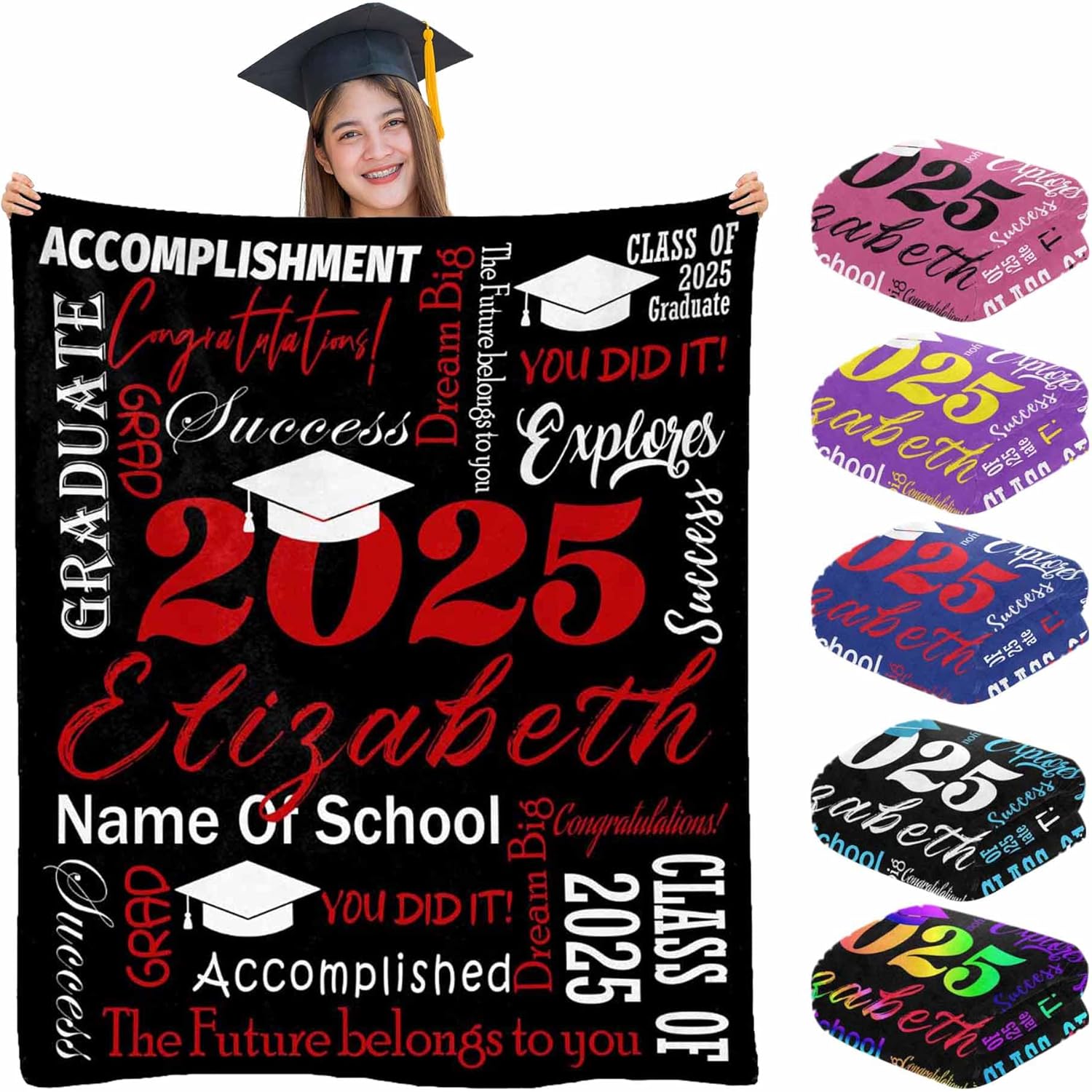 Amazon.com: M YESCUSTOM Custom Graduation Gifts Blanket with Text ...