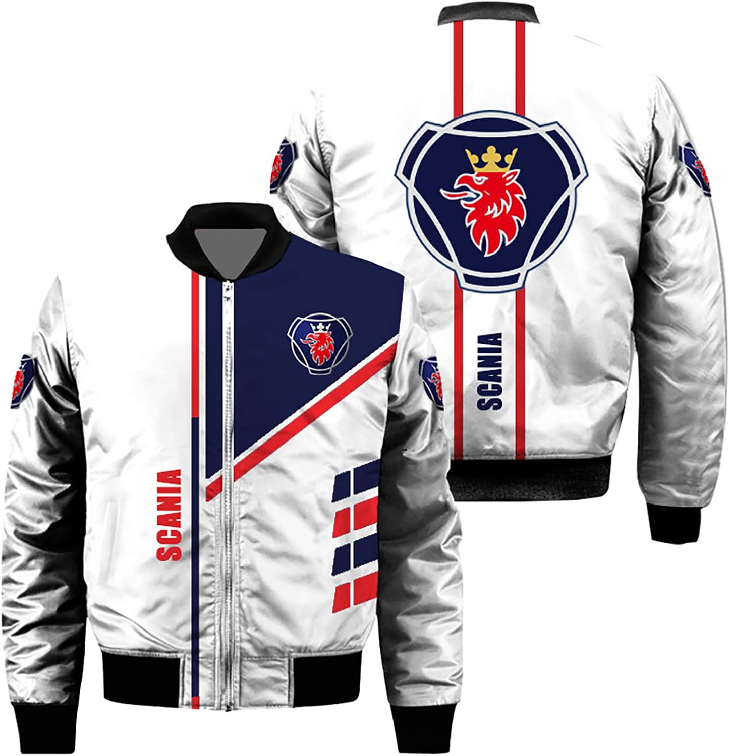 GLLUSA Herren Bomberjacke Für Scania Druck 3D Windbreaker Mantel ...