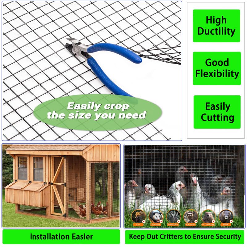 Snake Fence Hardware Cloth 1/2inch Black Vinyl Coated Wire Mesh 24 X 50 ...