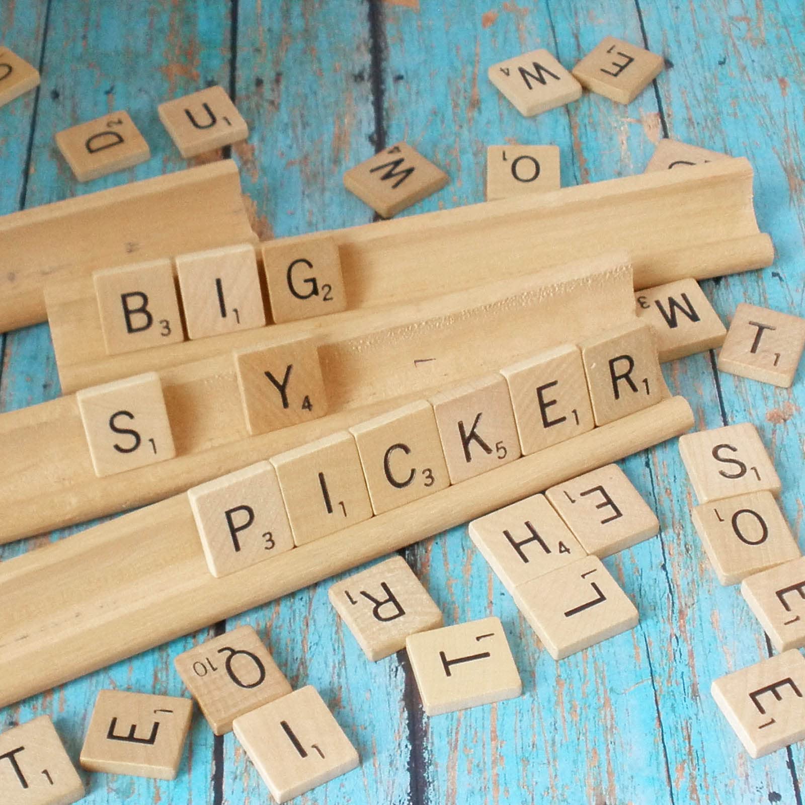 Snapklik.com : 20 Pack Wooden Scrabble Tile Holders, Letter Replacement ...