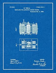 Amazon.com: Tesla Regulator for Alternate Current Motors Patent Print ...