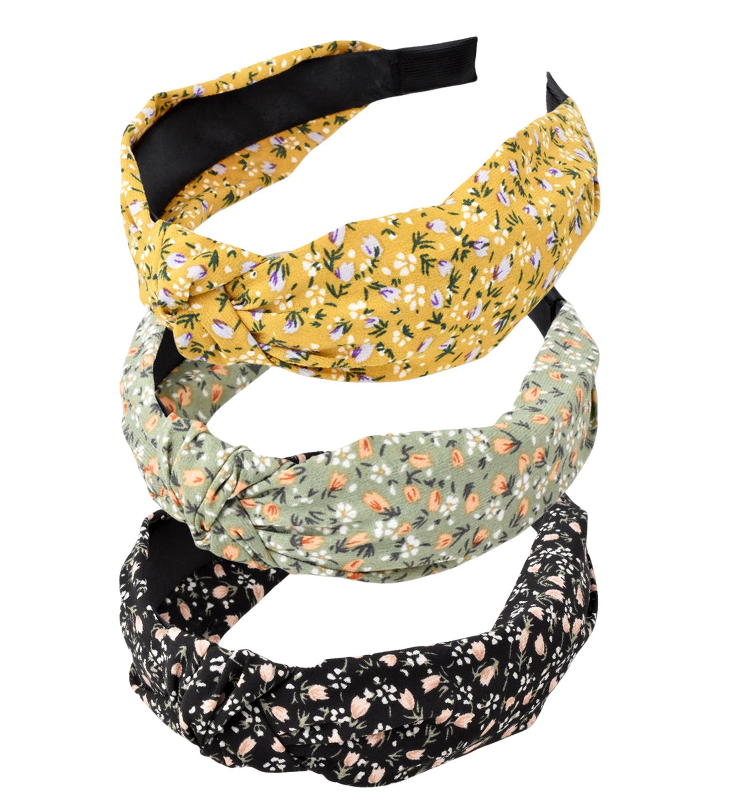 scicent Hairbands Women 3 Pieces Flower Printed Headbands Mixed Fabric ...