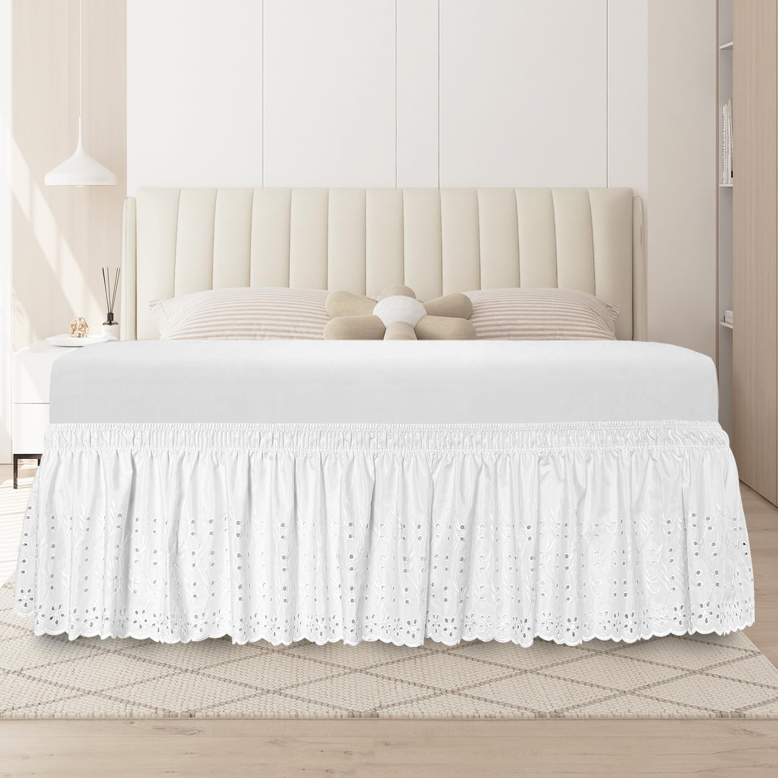 Amazon.com: FRESH IDEAS Ideas Ruffled Eyelet Bed Skirt Dust Ruffle with ...