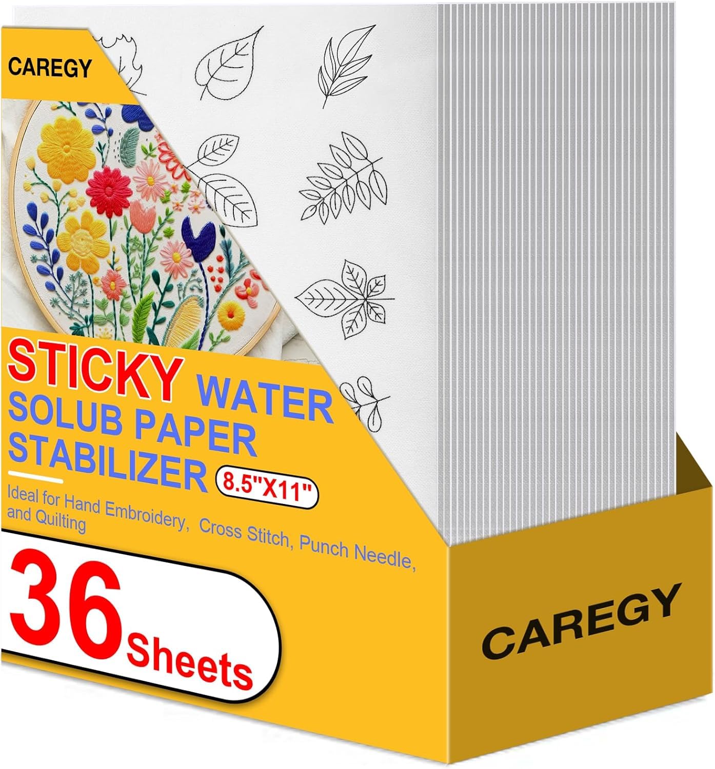 Snapklik.com : 36PCS 85"x11" Sticky Water Soluble Embroidery Stabilizer ...
