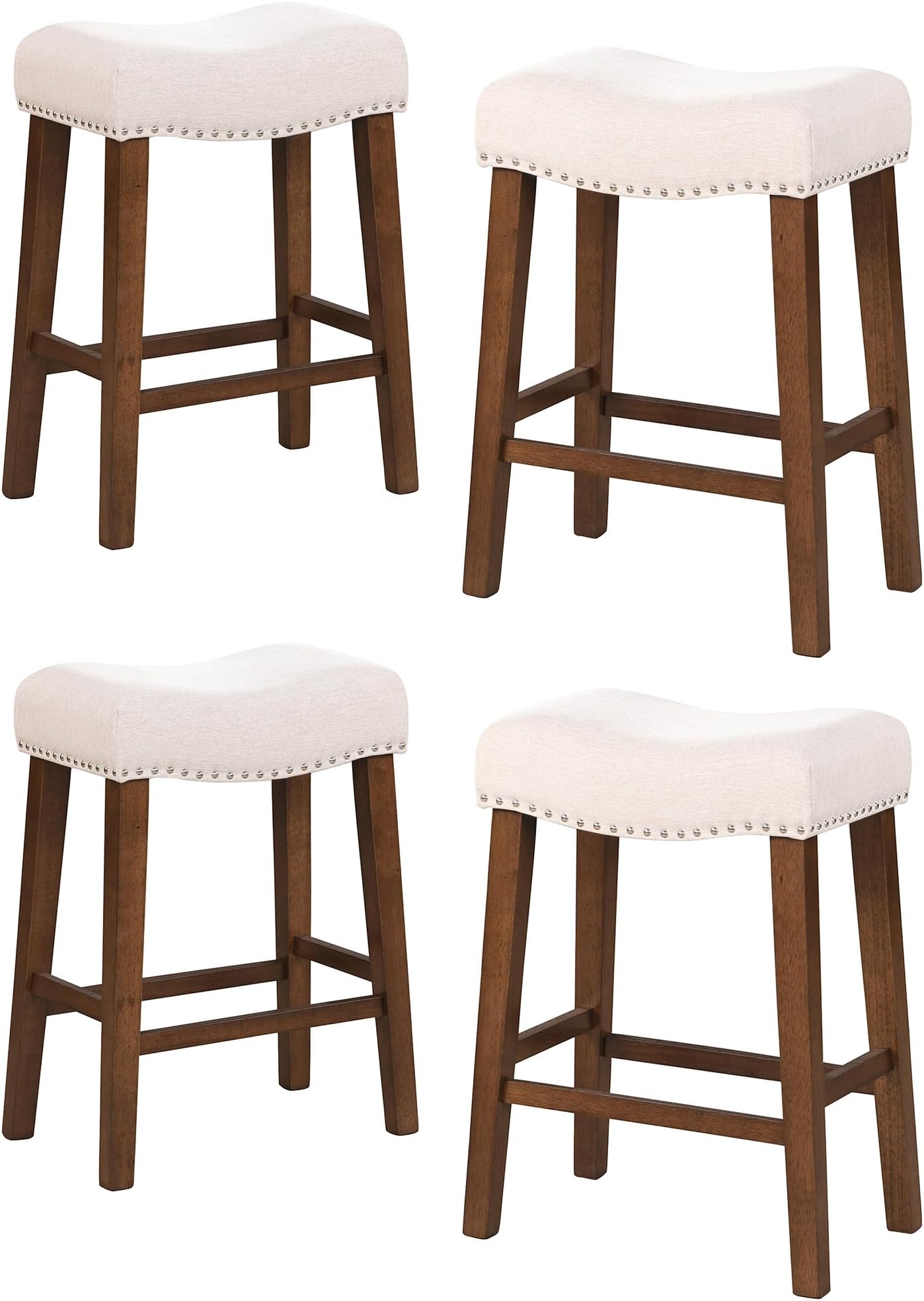 Amazon.com: PrimeZone Counter Height Bar Stools Set of 4 - Backless ...