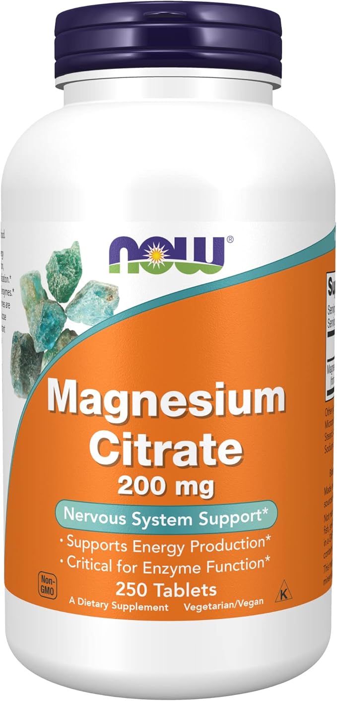 NOW Magnesium Citrate 200 mg,250 Tablets : Amazon.com.au: Health ...