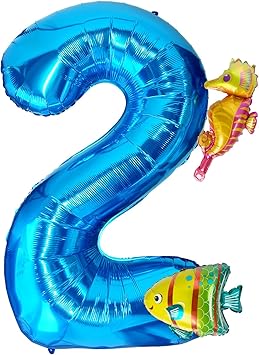 Amazon.com: 40 Inch Under the Sea Blue Number 2 Balloon, Mini Sea ...