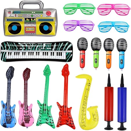UYUYong 16 Pieces Inflatable Instruments Rock Colorful Inflatable ...