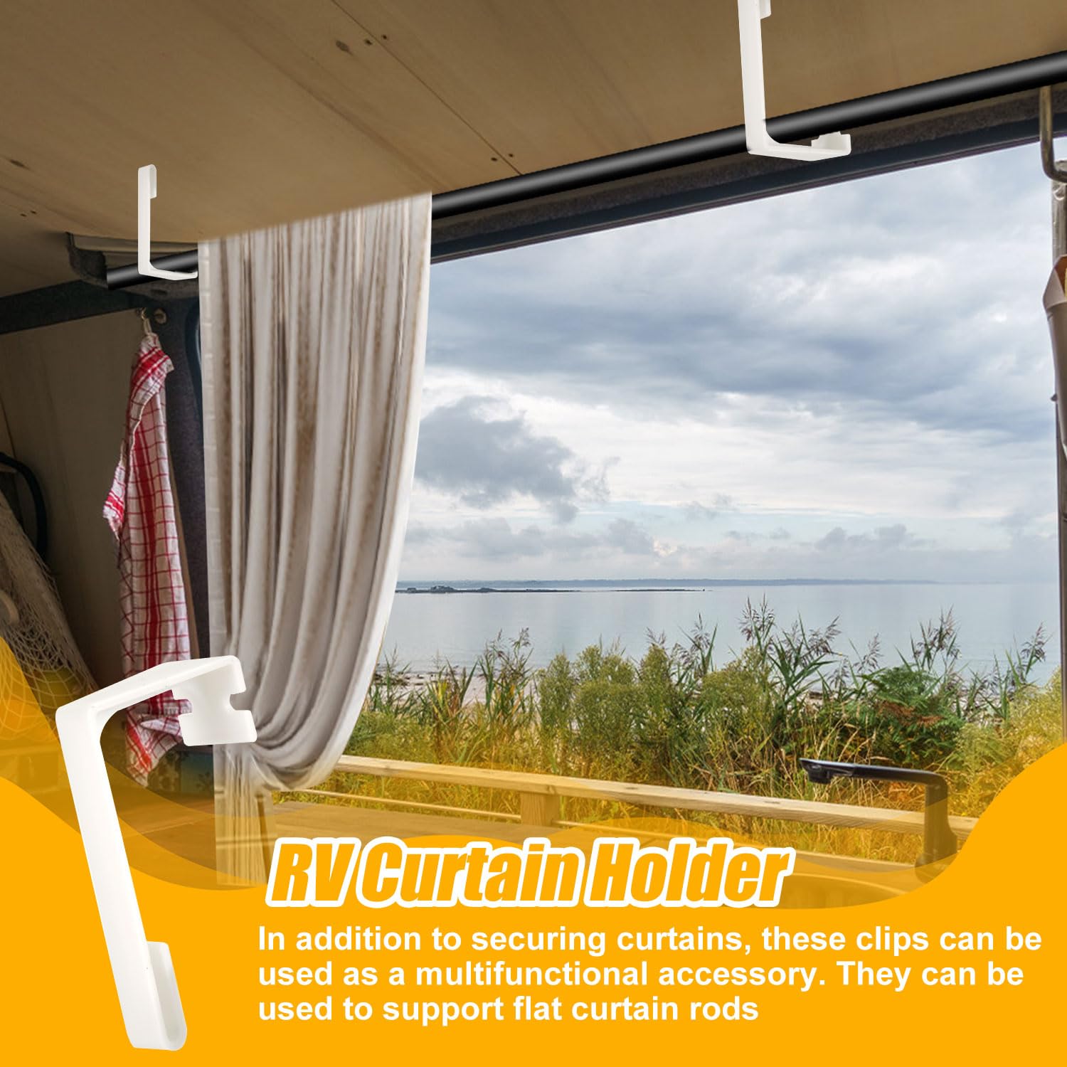 Camper Curtain Hardware 6 Pack Curtain Track Clip Set, Window Side