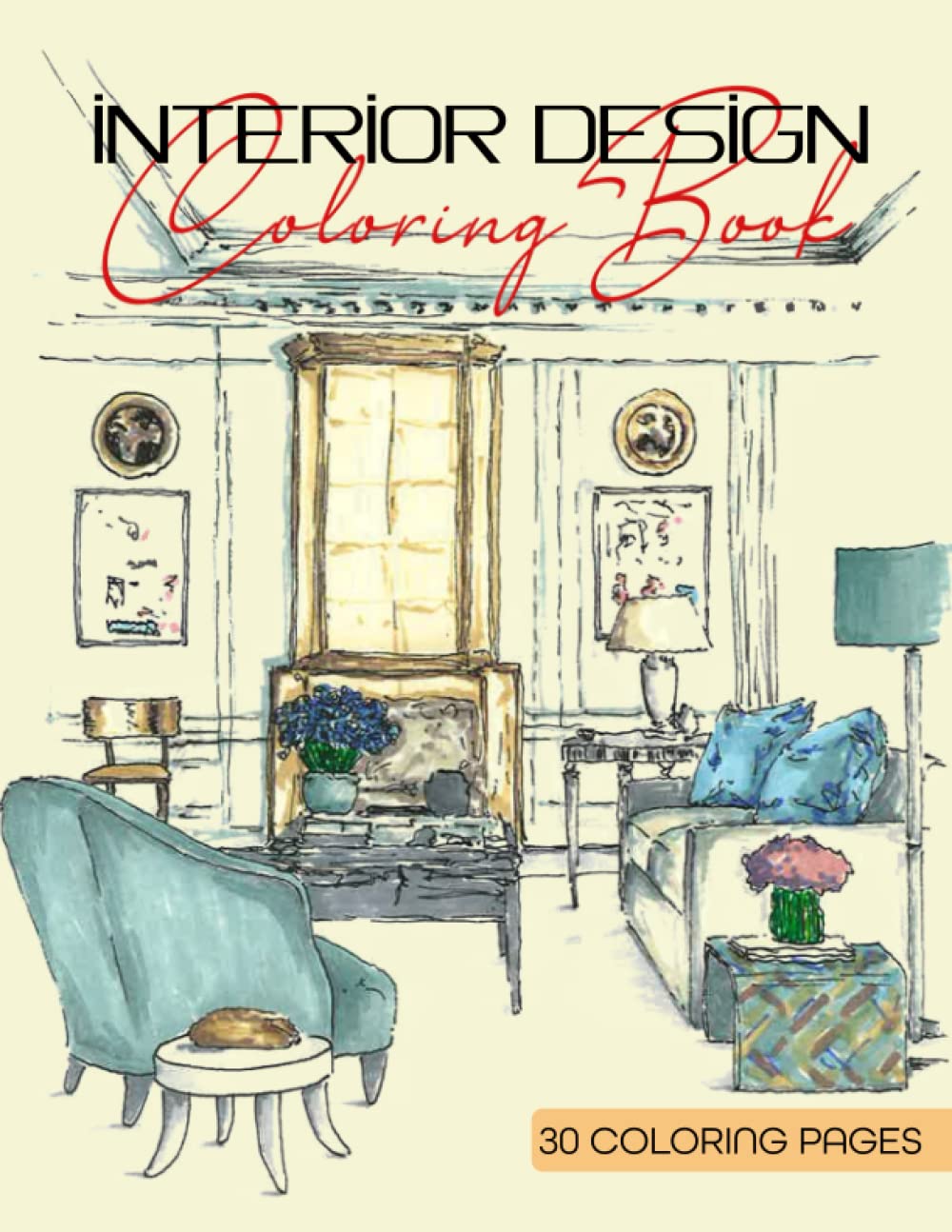 Buy Interior Design Coloring Book: Adult Colouring Pages with 30 Modern ...