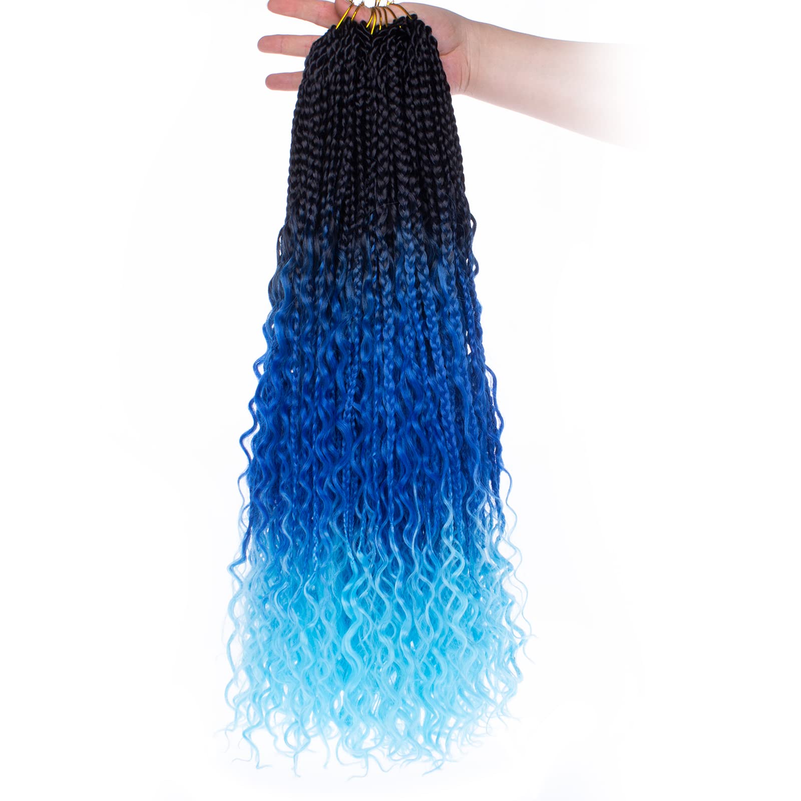 Buy Unionbeauty 24 Inch Boho Box Braids Crochet Hair Curly Ends Goddess ...