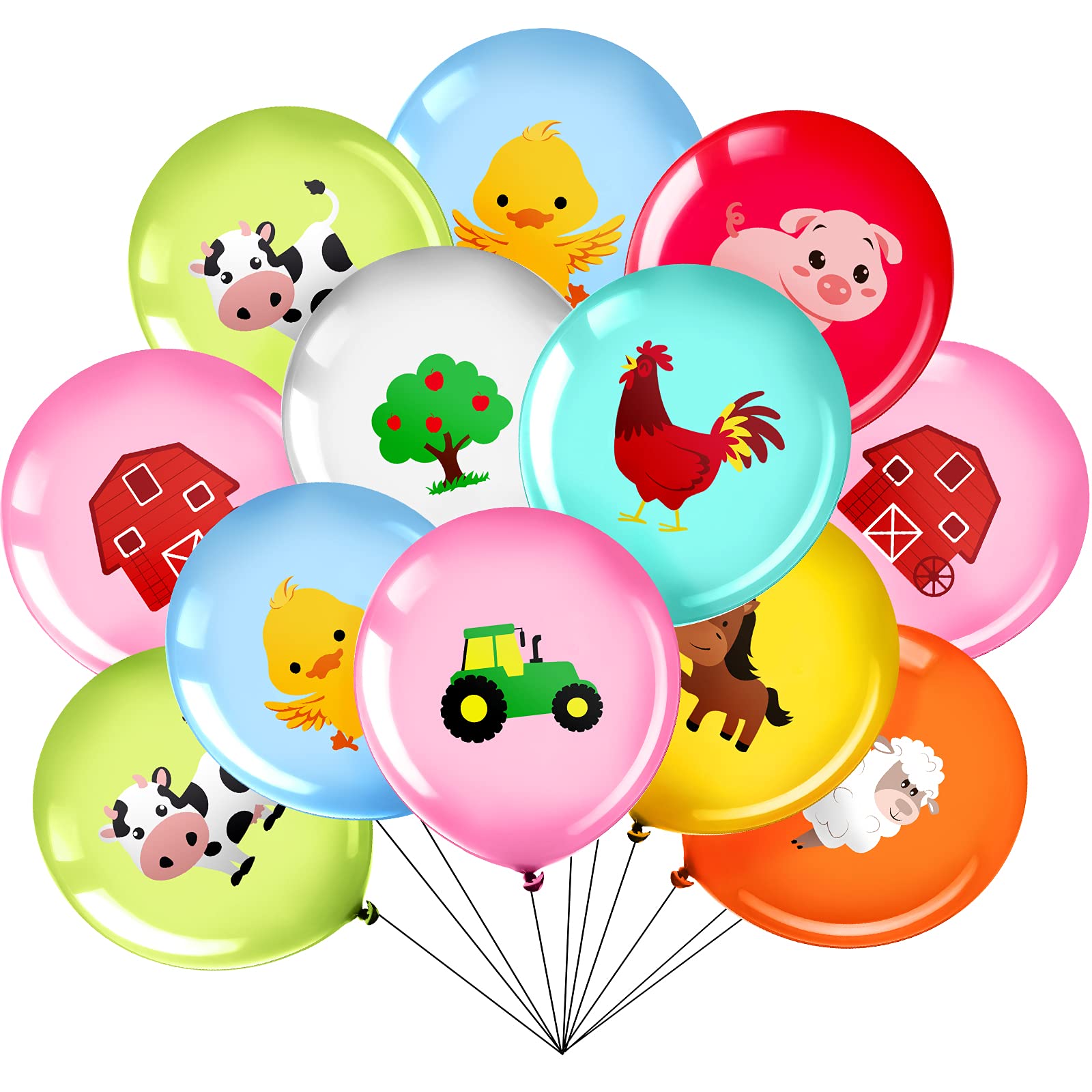 Buy 36 Pieces 12 Inch Farm Animal Balloons, Pig Cow Sheep Latex ...