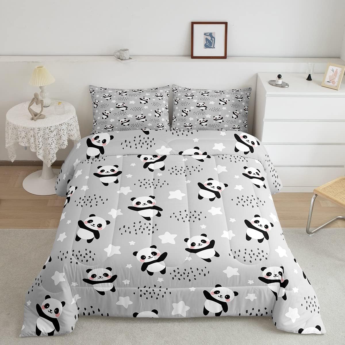 Amazon.com: Homewish Cute Panda Comforter Set,Kawaii Animals Bedding ...
