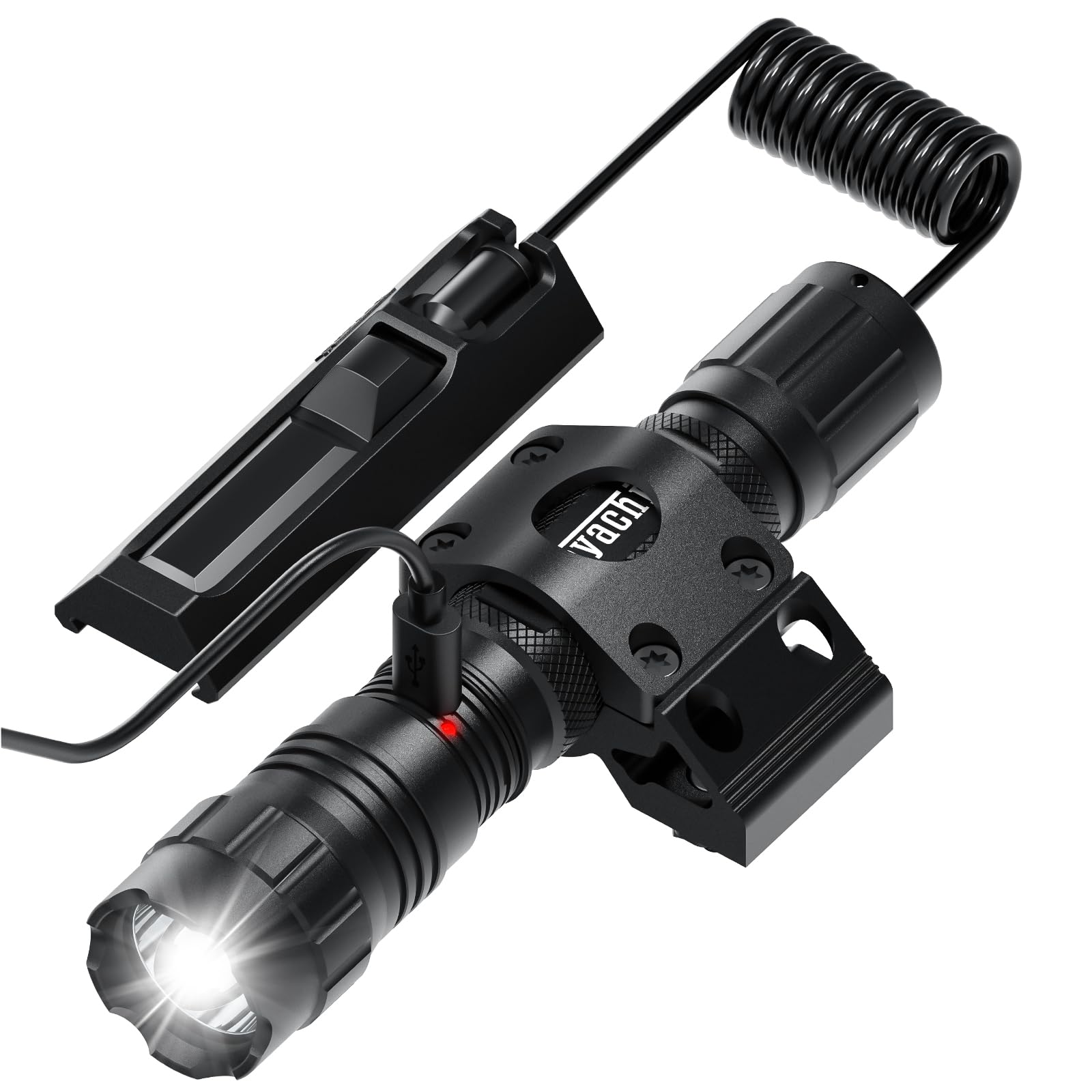 Picatinny Rail Feyachi 1500 Lumen Tactical Flashlight - Rechargeable ...