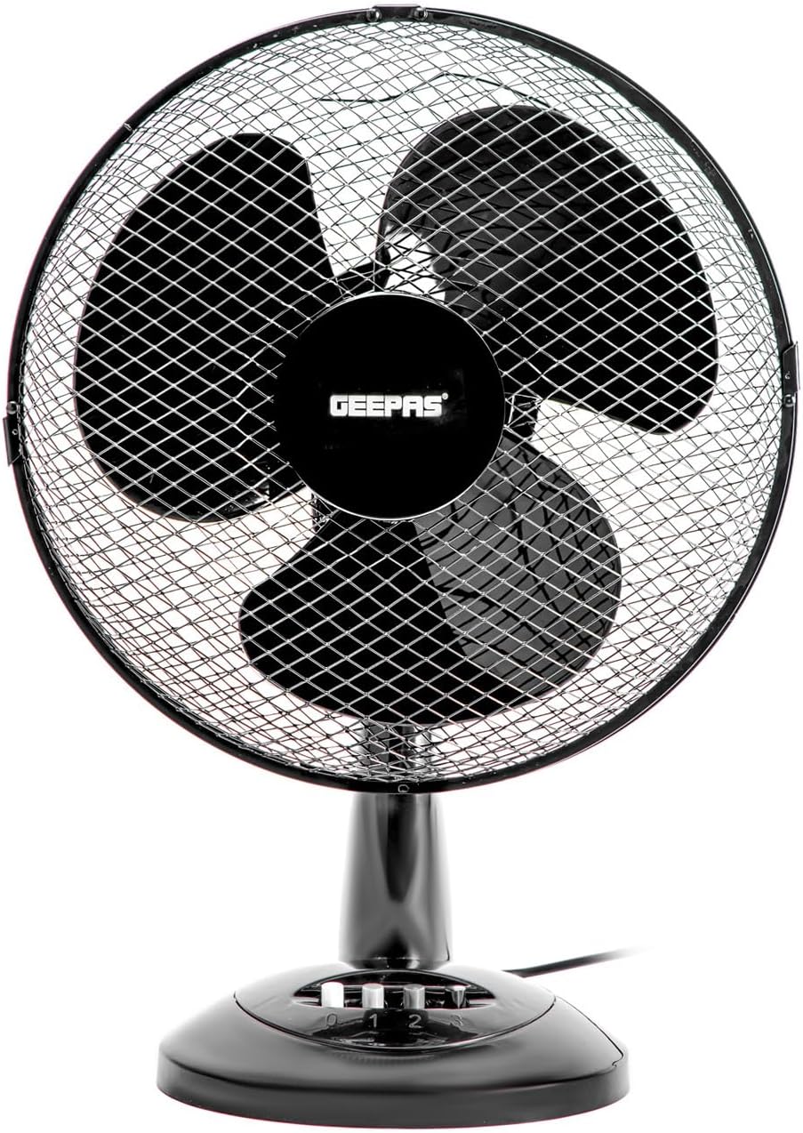 GEEPAS 12" Table Fan | Electric Portable Worktop Desk Fan with 3 Speeds ...