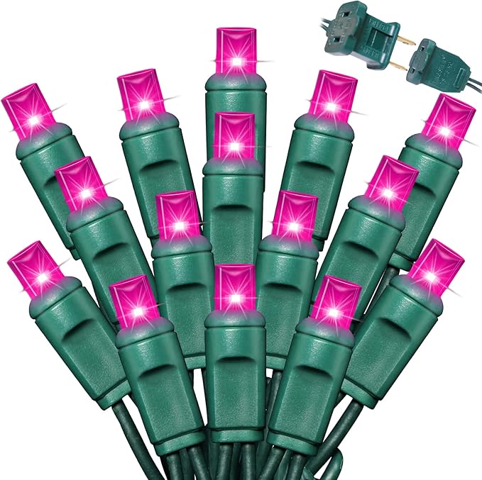 Amazon.com: LAMPHOME Pink Christmas String Lights, 50 LED 25 Feet Mini ...