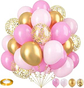 Amazon.com: Pink Gold Balloons Set, 12 Inch Matte Pink Pastel Baby Pink ...