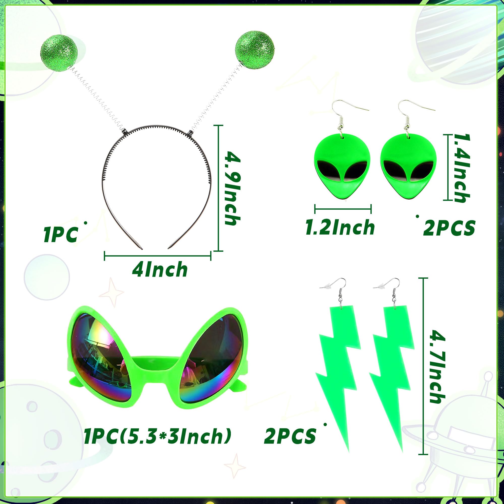 Snapklik.com : 6 PCS Green Alien Headband Antenna Headband Alien ...