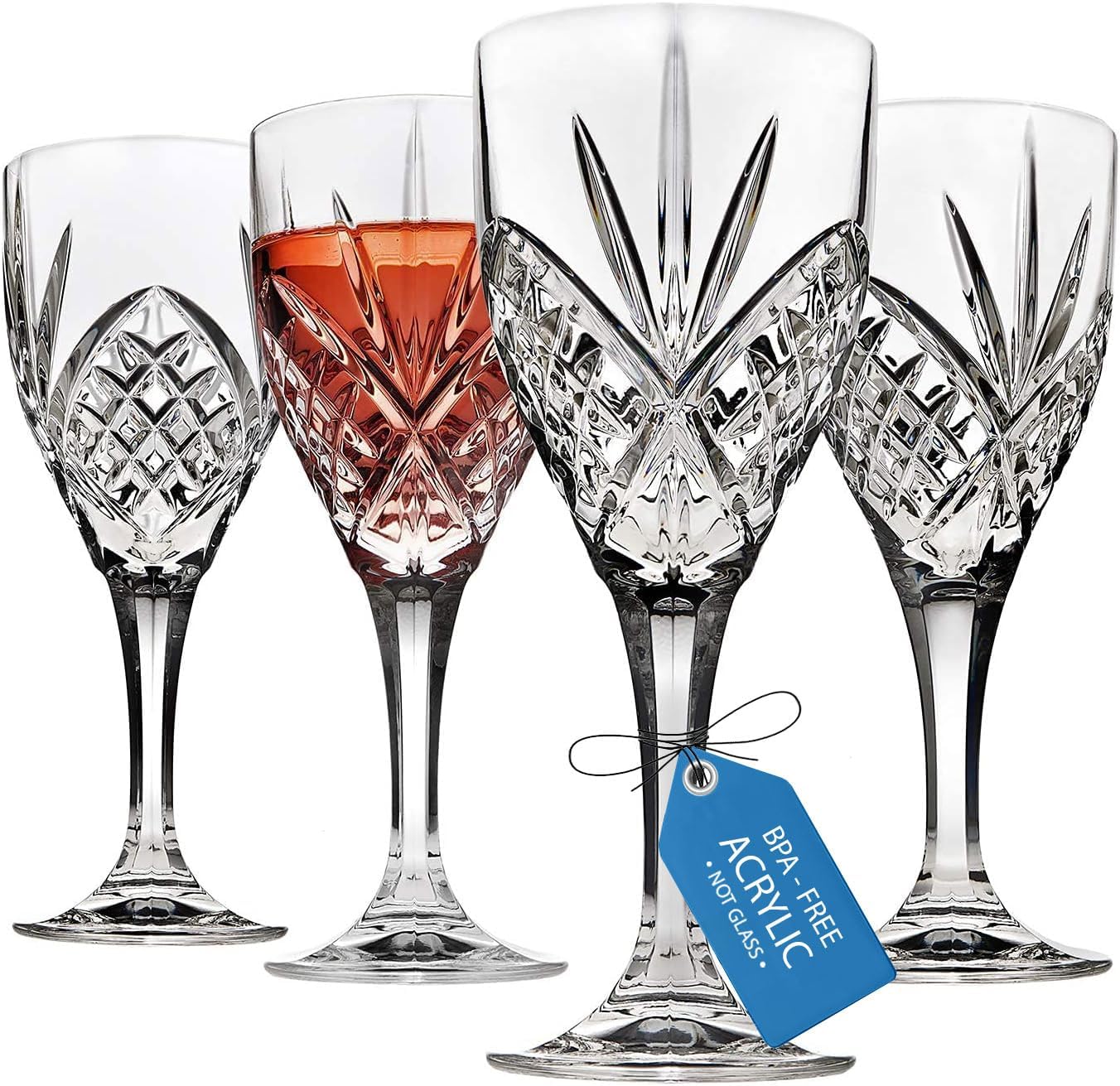 Amazon.com | Godinger Wine Glasses Goblets, Stemmed Wine Glass Beverage ...