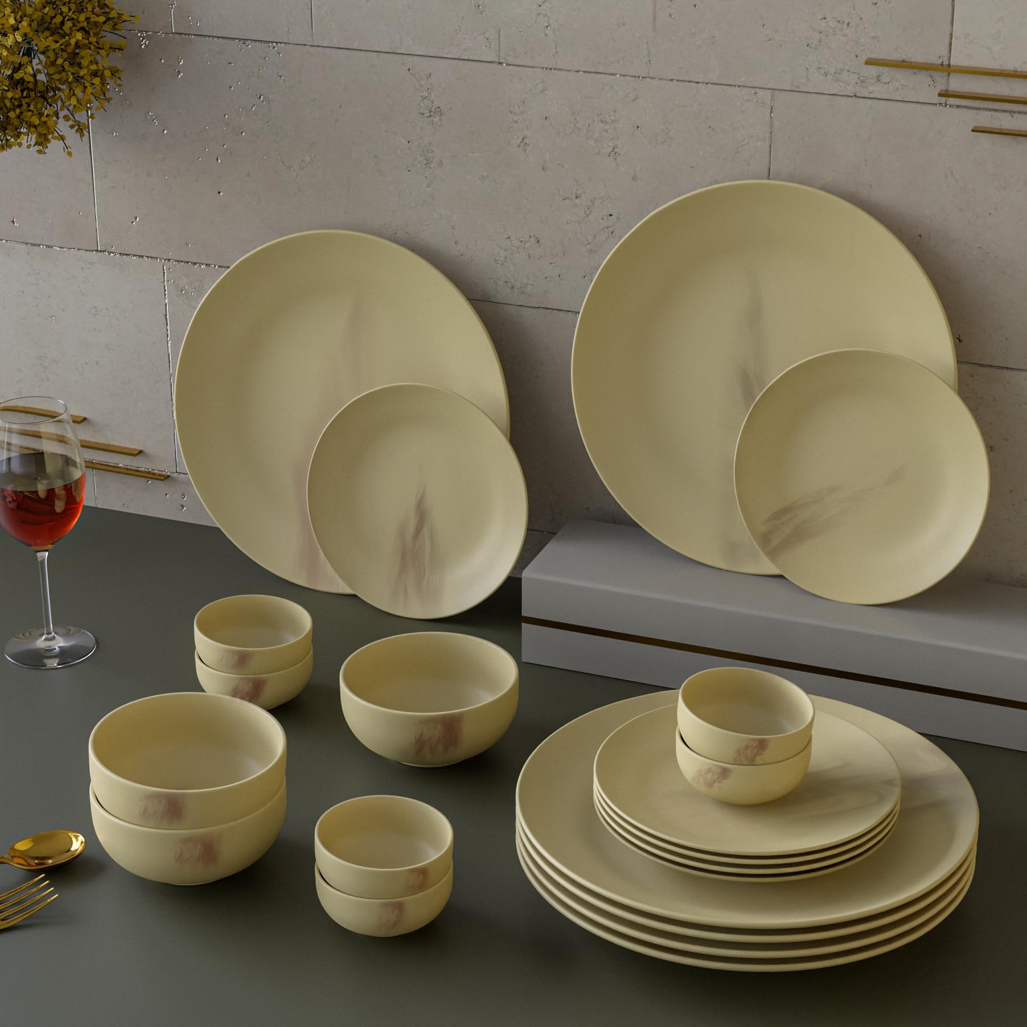 Buy The Earth Store Ivory Italian Set of 21 Ceramic Diwali Gift Dinner ...