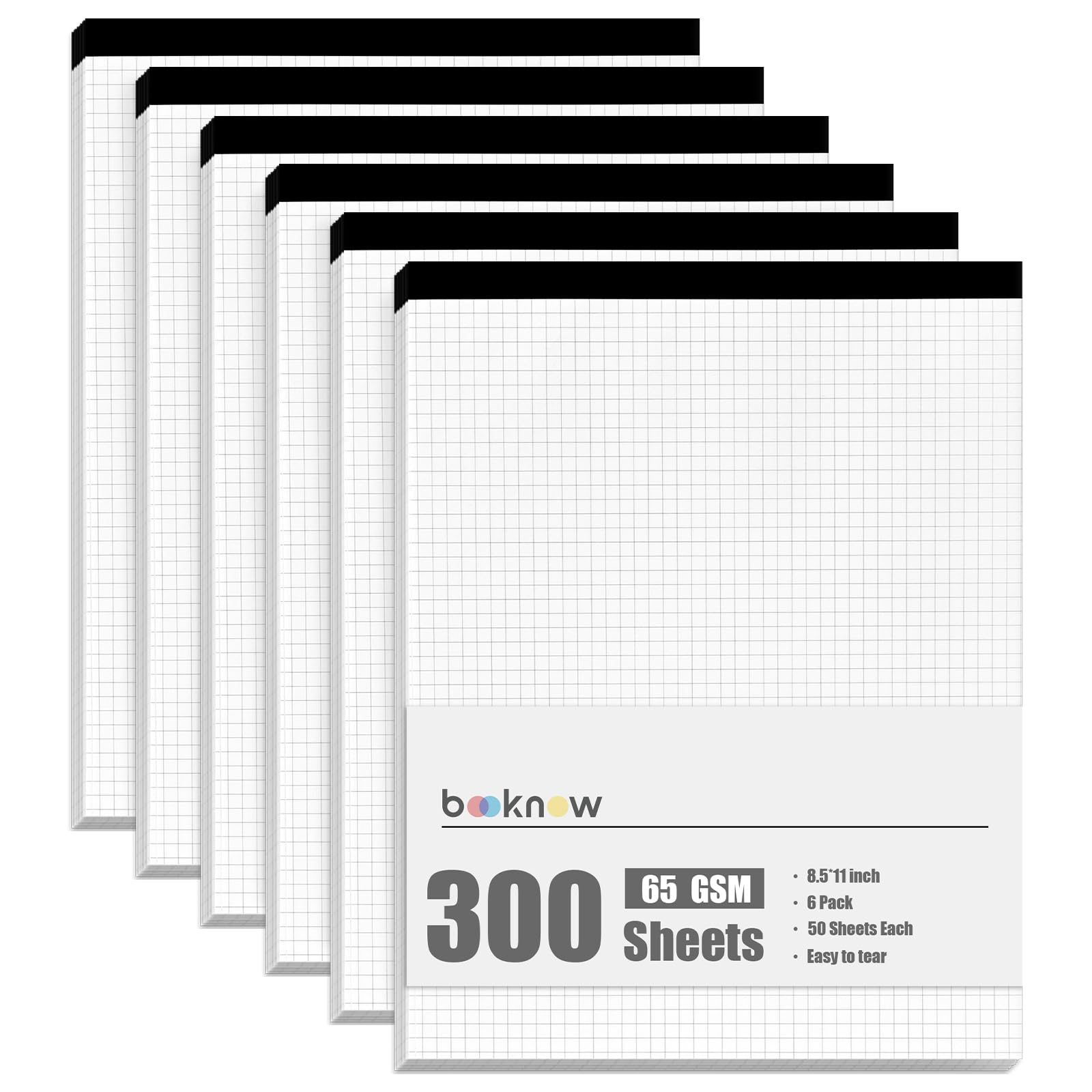 Amazon.com : BOOKNOW 6PCS Graph Paper Pads, 8.5 x 11 inch White Graph ...