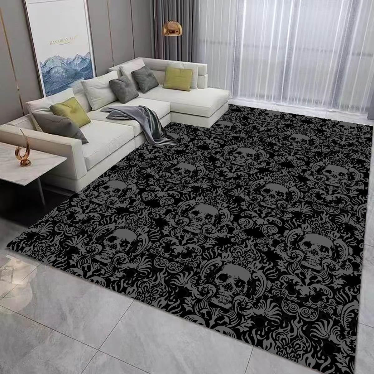 Amazon.com: ALALAL Smoke Sugar Skull Area Rug, Rug for Living Room Soft ...