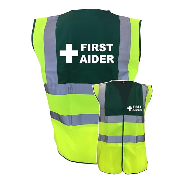 Buy Premium First Aider Yellow Green Hi Vis Viz Reflective Safety Vest ...