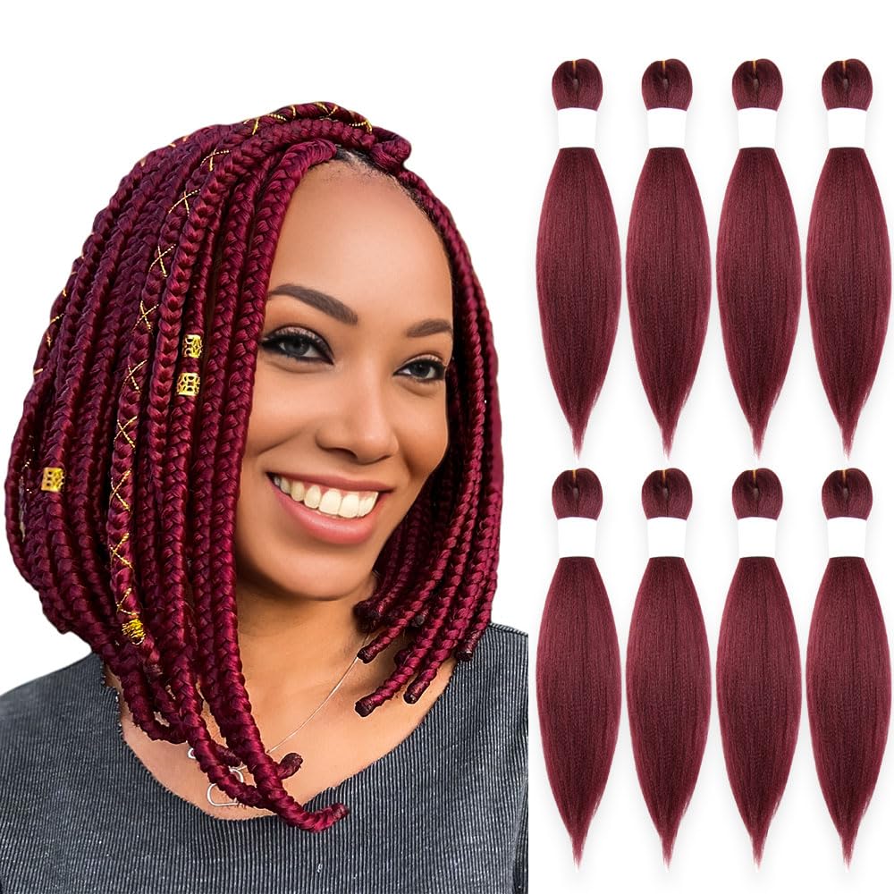 Amazon.com : KAVSORAPI Burgundy Braiding Hair 12 Inch Colored Pre ...