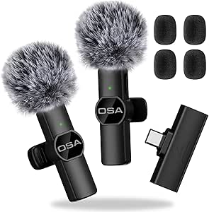 OSA Wireless Microphone for Live Streaming, Vlog, Plug-Play Clip on Mic ...