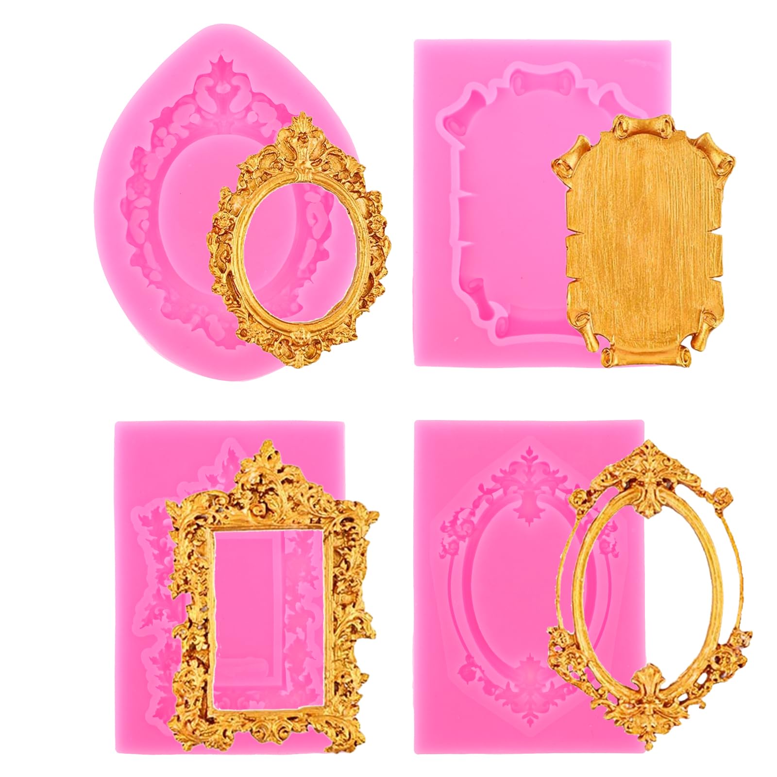 Amazon.com: 4 Pcs Photo Frame Silicone Molds Vintage Frame Molds ...