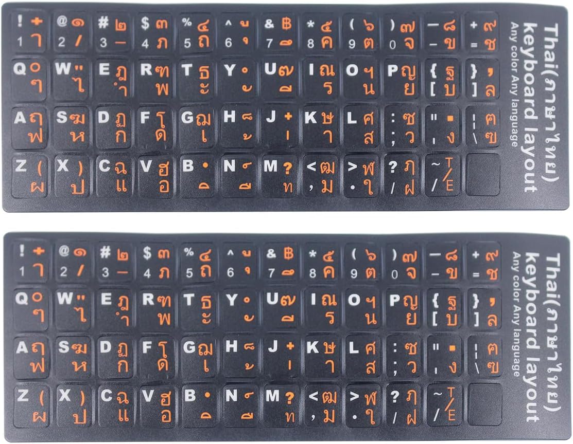 Amazon.com: 2PCS Matte Vinyl Thai Keyboard Stickers, Thai Letters ...