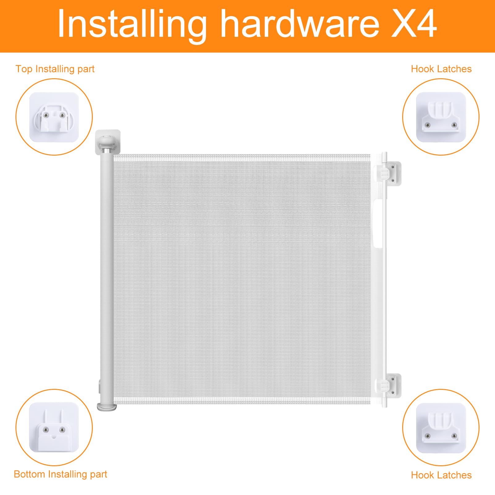 Snapklik.com : No Drill Retractable Baby Gate Replacement Parts (White ...