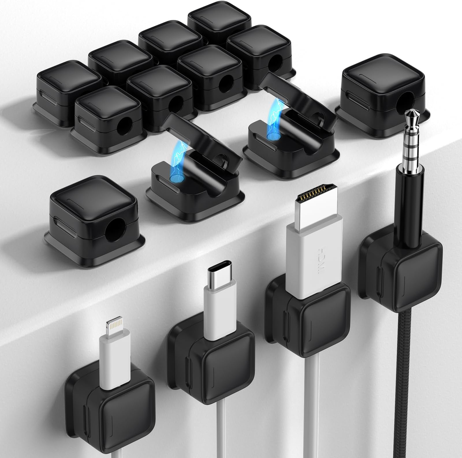 Amazon.com: 12Pack Cord Organizer Spring Clips, Office Desk Accessories ...