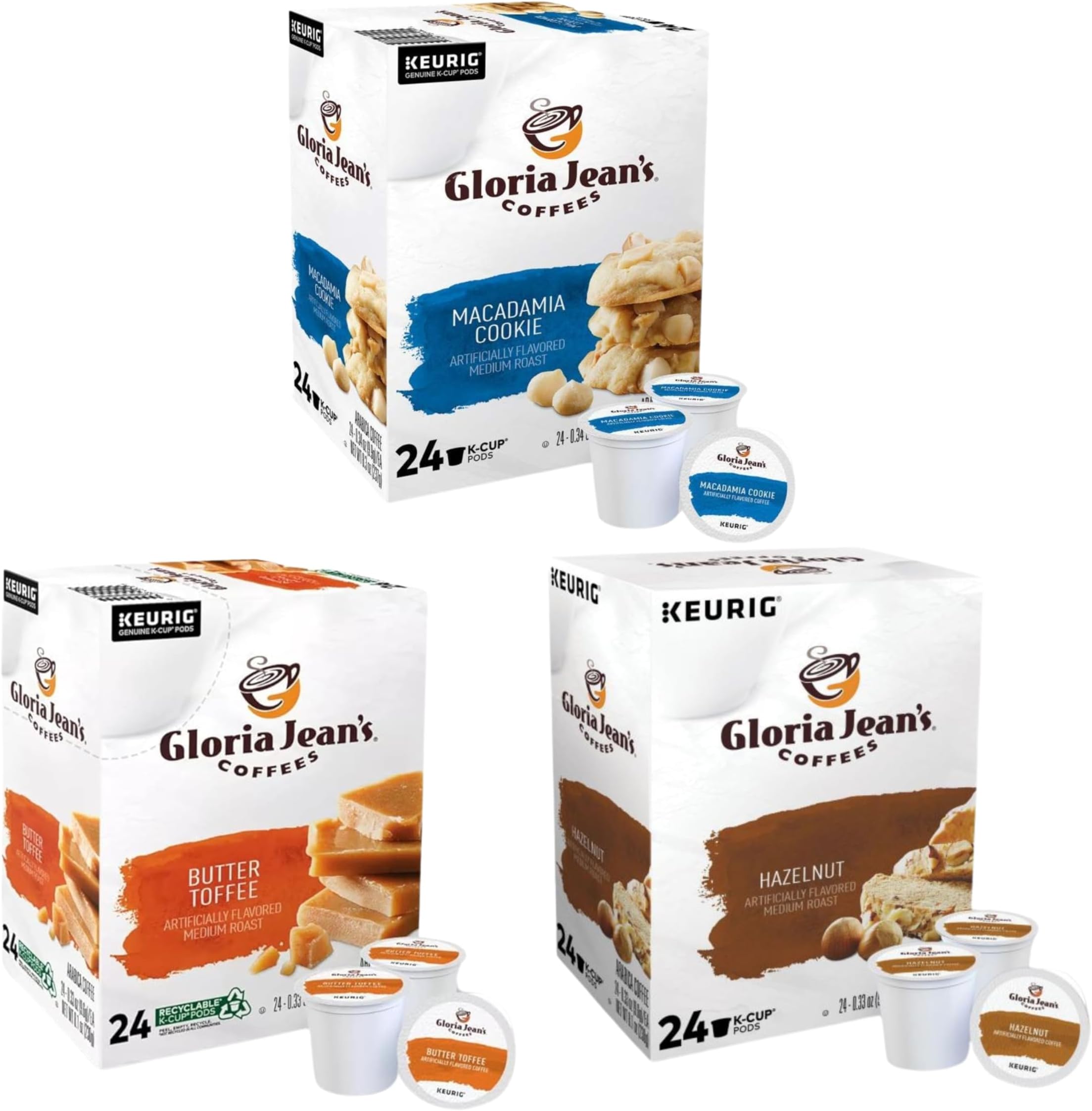 Amazon.com: Gloria Jean's K-Cups Coffee Pods Variety Pack - Macadamia ...