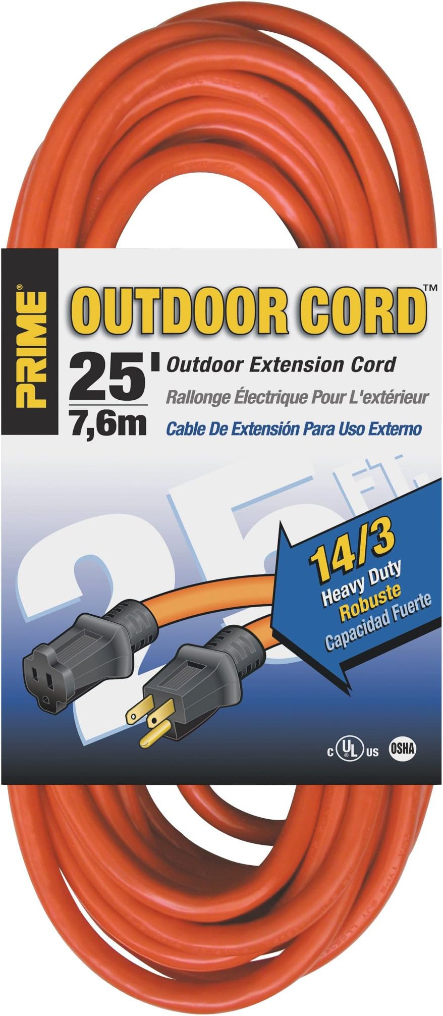 Prime Wire & Cable CB614725 Overload Extension Cords, Outdoor, Triple ...