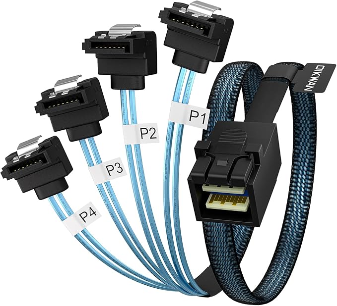 Amazon.co.jp: OIKWAN 内蔵ミニ SAS HD - SATA 直角ケーブル 3.3フィート、1m (SFF-8643 to ...